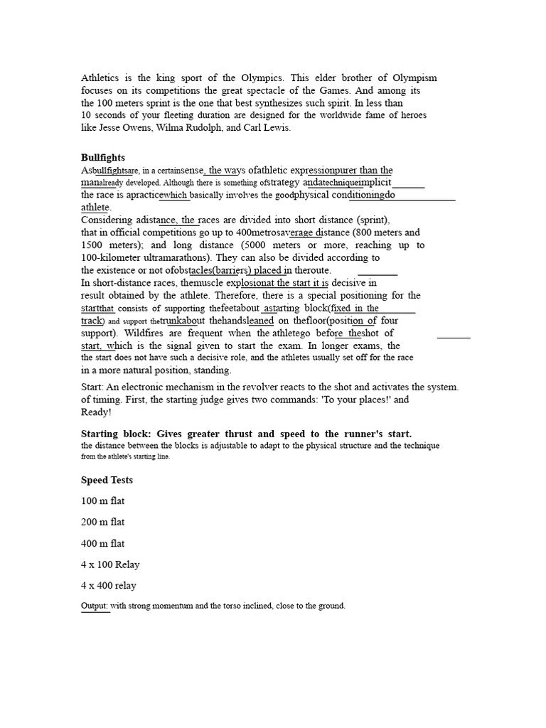 Athletics (running) | PDF | Track And Field | Sports