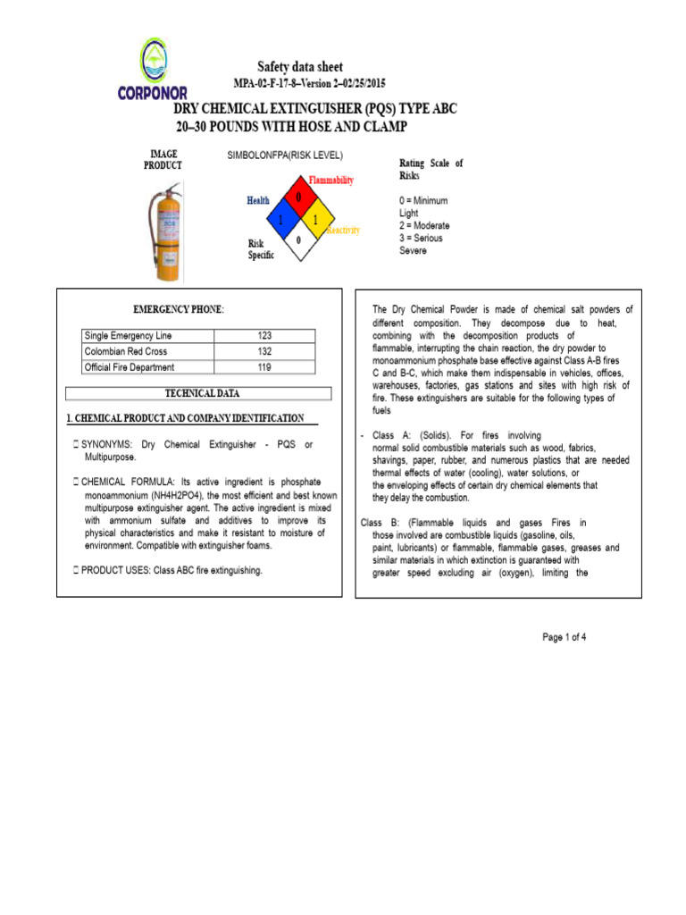 MSDS Sheet For Fire Extinguisher | PDF | Fires | Water
