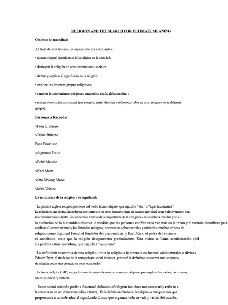 Religión: Significado y Grupos Religiosos | PDF | Sobrenatural | Secta