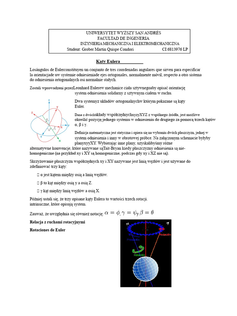 Kąty Eulera | PDF