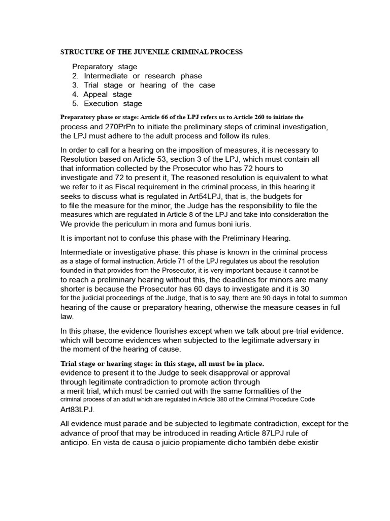 Structure of The Juvenile Criminal Process. Phases. | PDF | Prosecutor ...