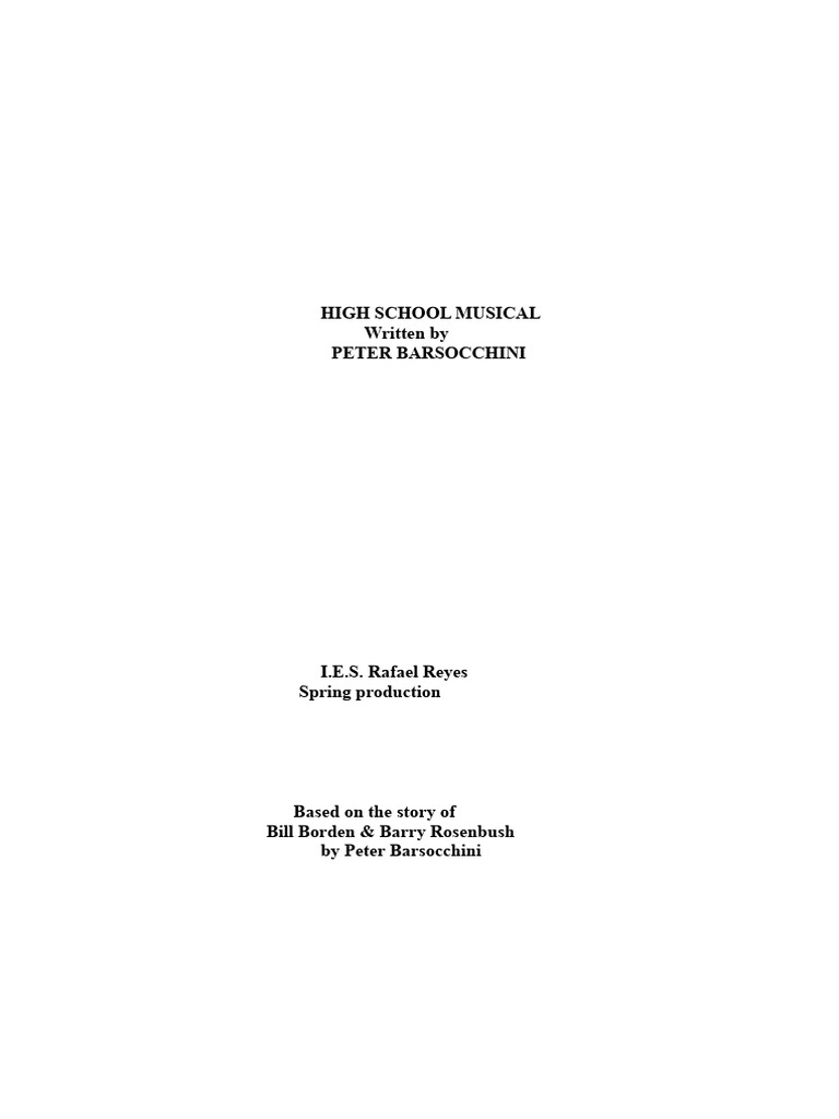 High School Musical Spring Production Script | PDF