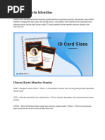 Ukuran KTP dalam Cm, Mm, dan Inch | PDF