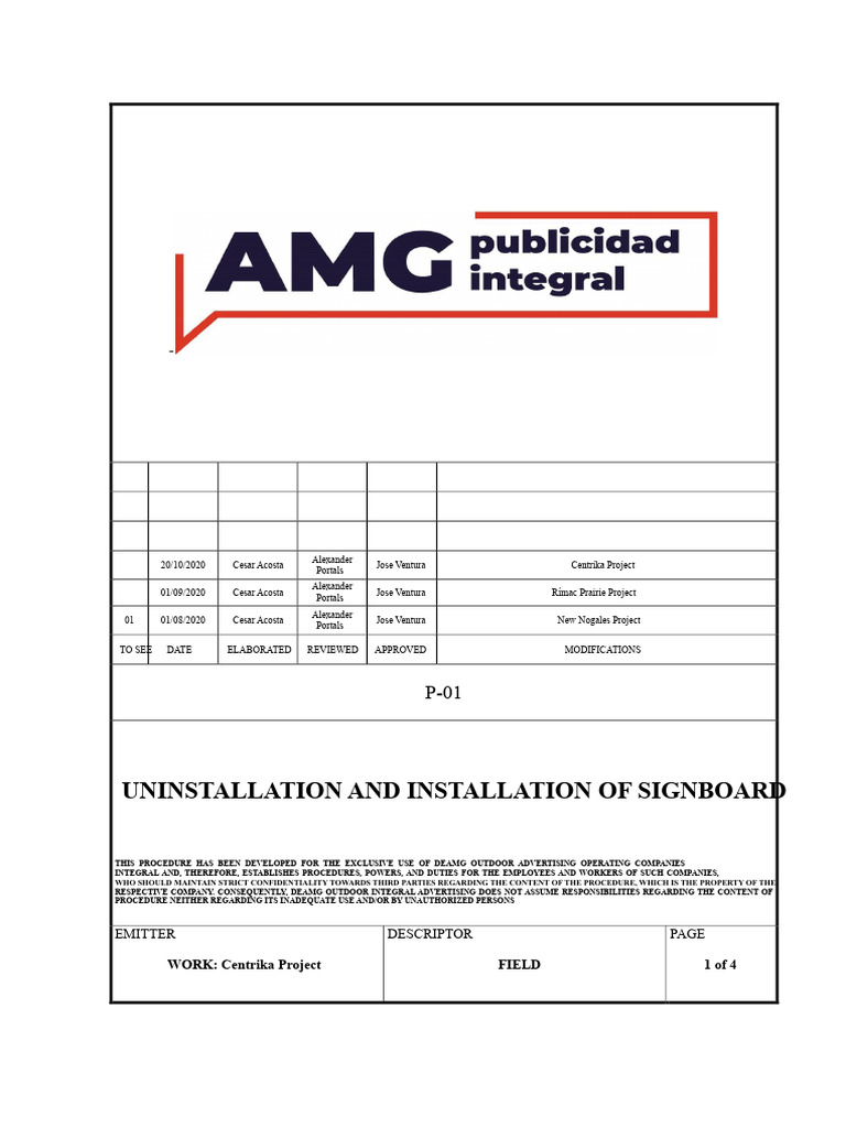 7. Work Procedure for Installing Banner, Centrica Project | PDF ...