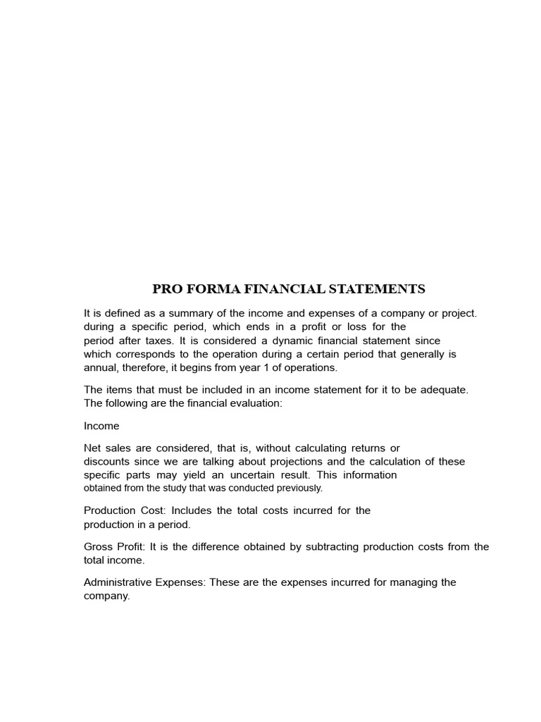 Proforma Financial Statements | PDF | Expense | Dividend