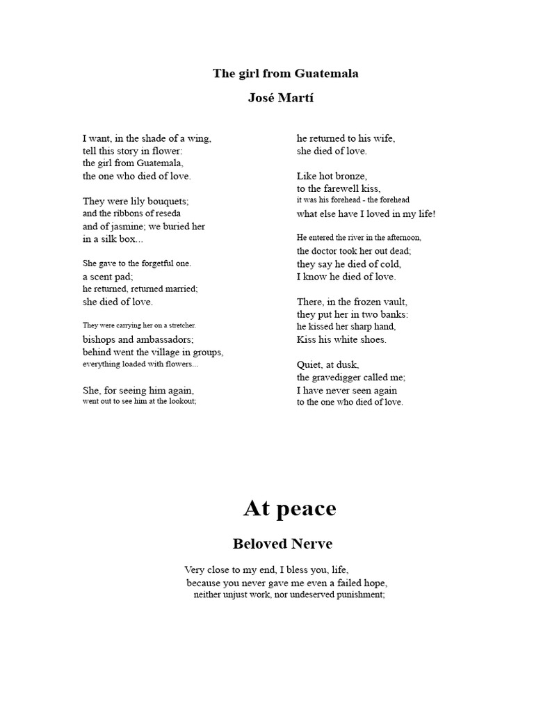 The Girl from Guatemala Poem Analysis | PDF