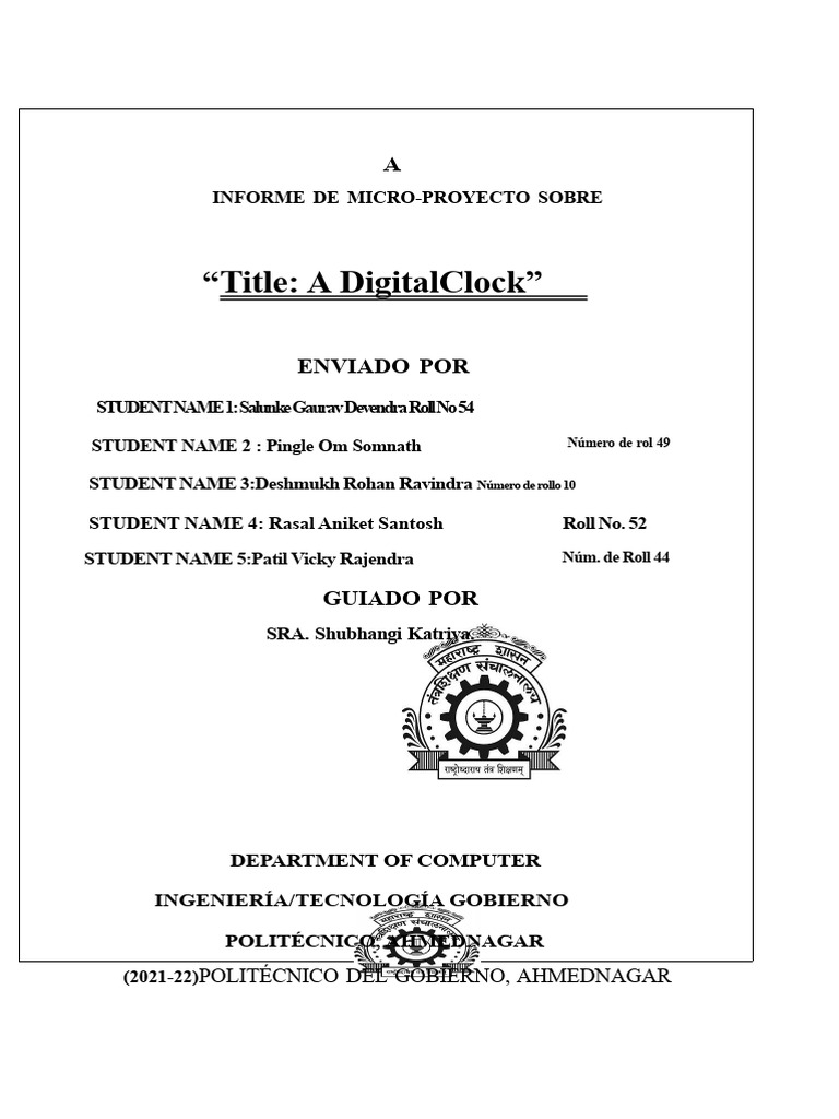 Un Reloj Digital (Microproyecto)(2) (2) | PDF | Reloj | Informática