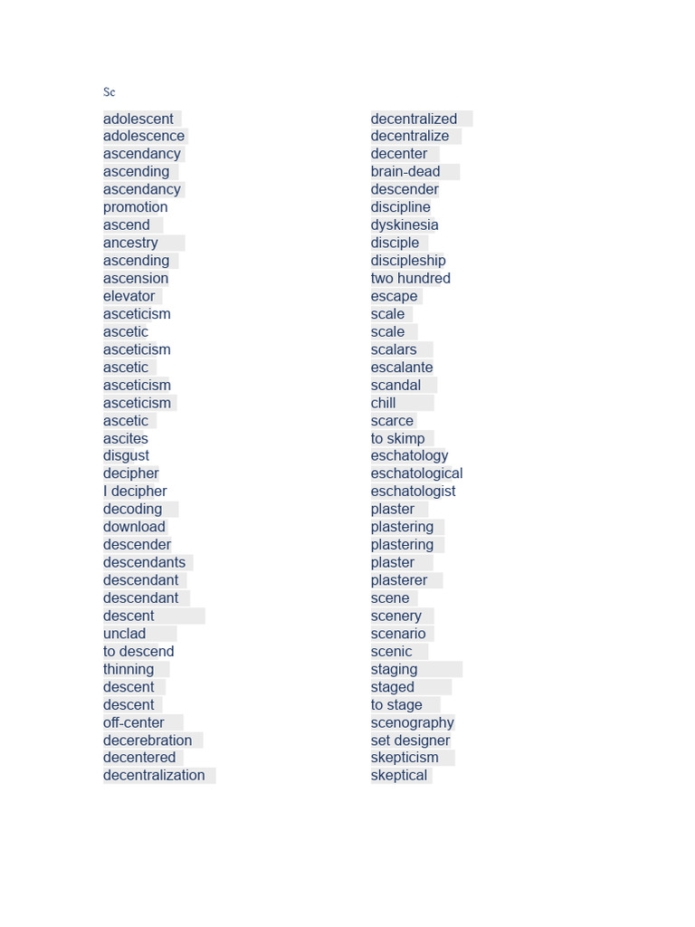50 Words with Sc, Sion, and Cion | PDF