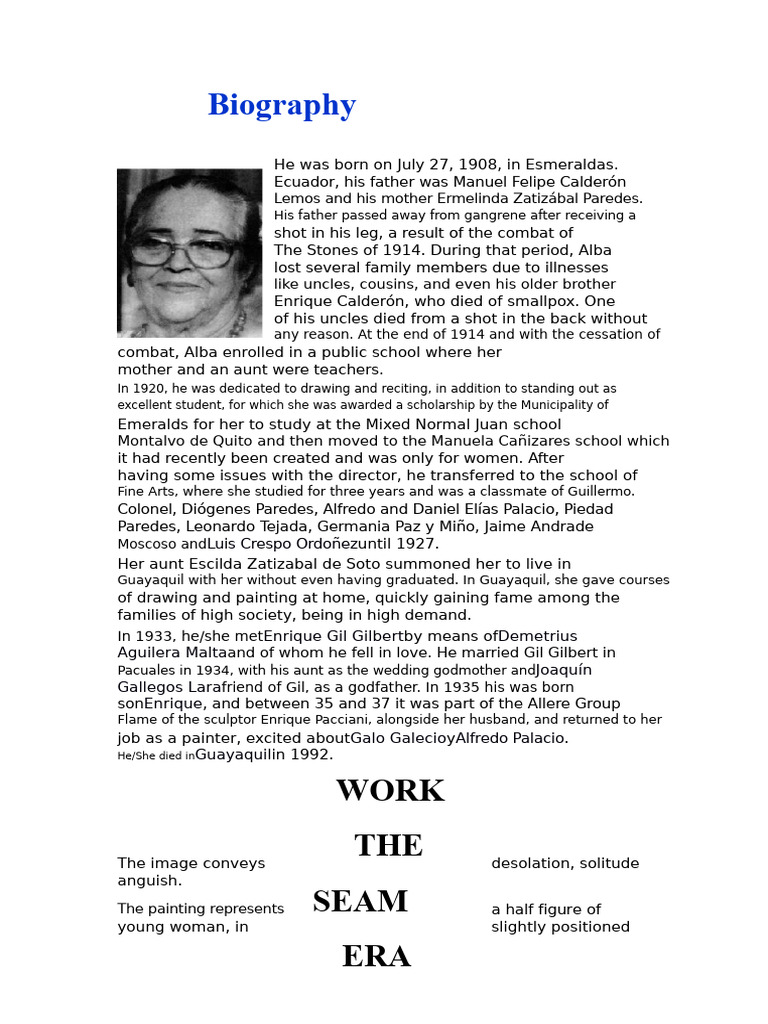 Biography of Alba Calderón | PDF | The Arts