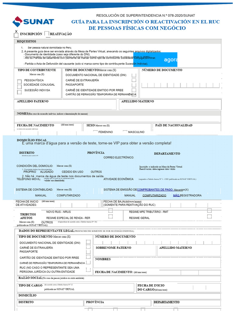 Inscrição e Reativação no RUC Peru | PDF | Passaporte | Governo e ...