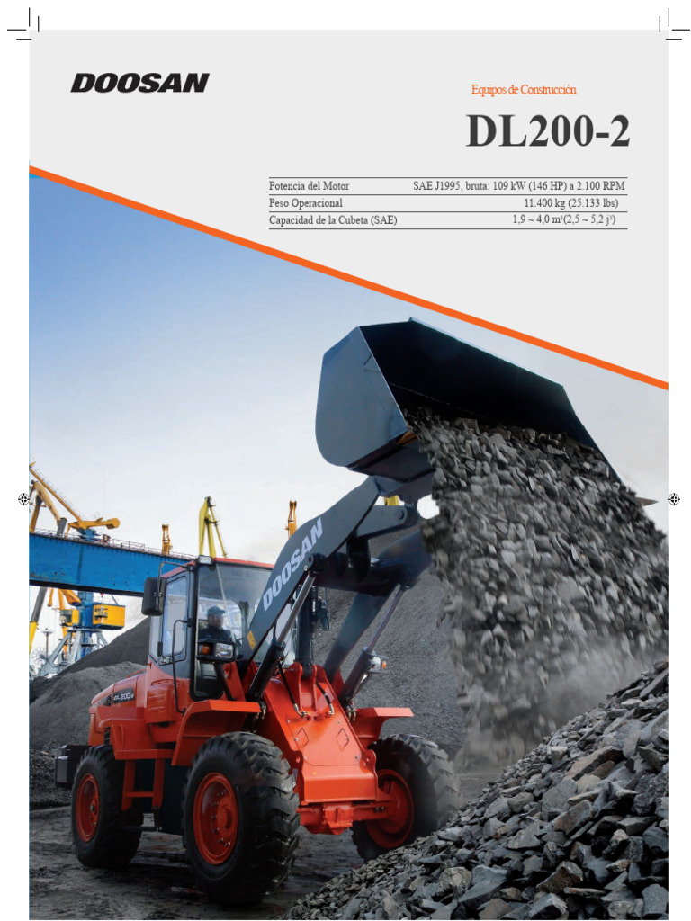 Cargadora Doosan DL200-2: Potencia y Ergonomía | PDF | Ingeniería mecánica