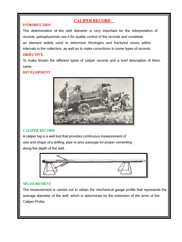 Understanding Caliper Records in Drilling | PDF | Pipe (Fluid ...
