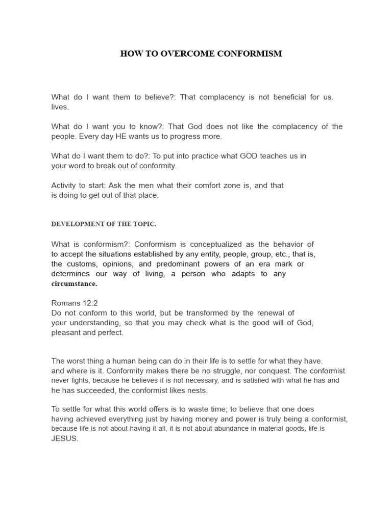 Break Free from Conformity Today | PDF | Jesus | Conformity