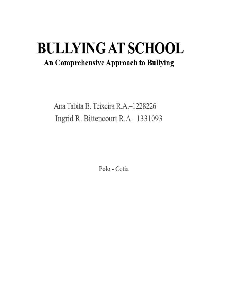 PANEL - Bullying in School - Sent PDF | PDF | Bullying | Social Psychology