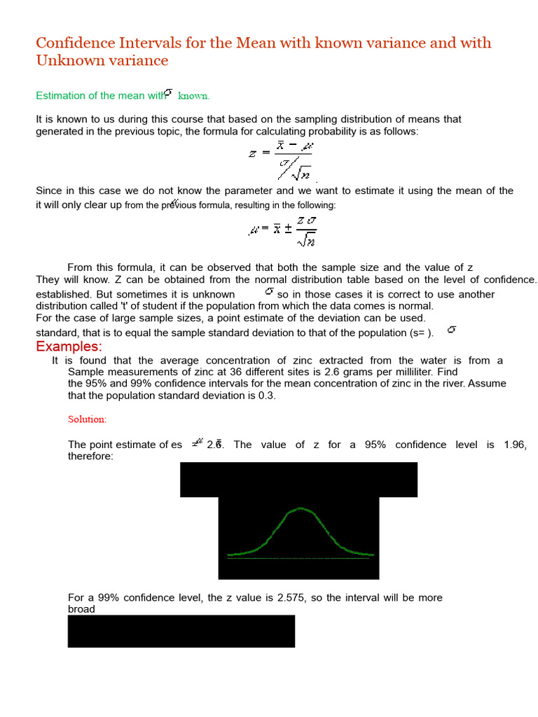 Confidence Intervals | PDF | Variance | Standard Deviation