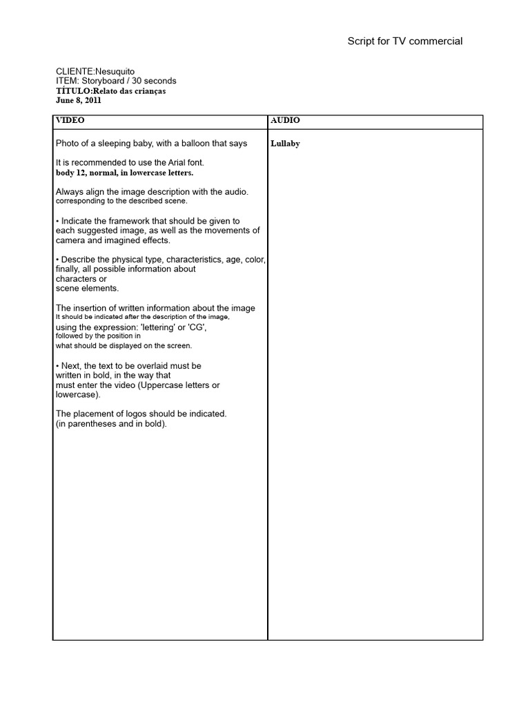 TV Commercial Script (Template) | PDF