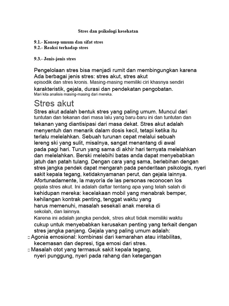 Jenis dan Manajemen Stres Psikologis | PDF