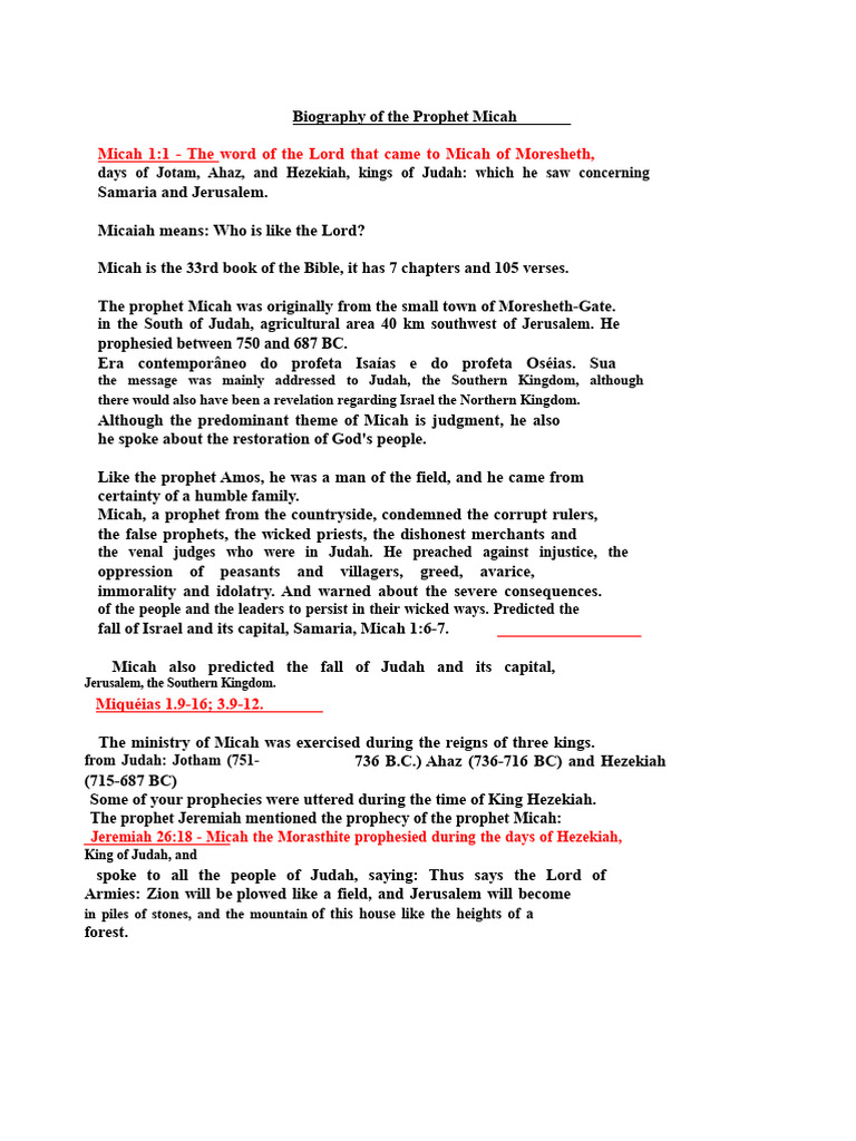 Biography of the Prophet Micah | PDF | Religious Belief And Doctrine