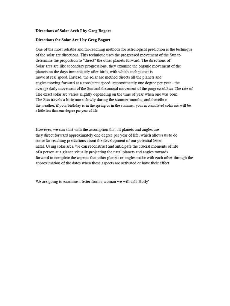 Directions of Solar Arc by Greg Bogart | PDF | Planets | Astronomy