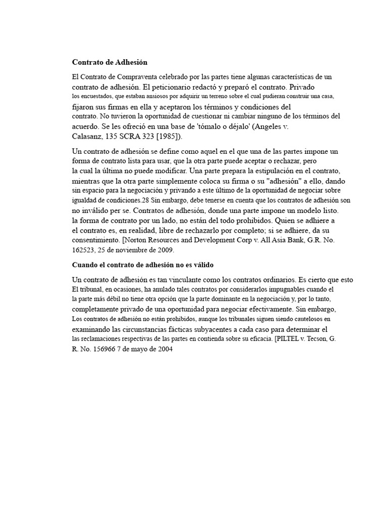 Contrato de Adhesión | PDF