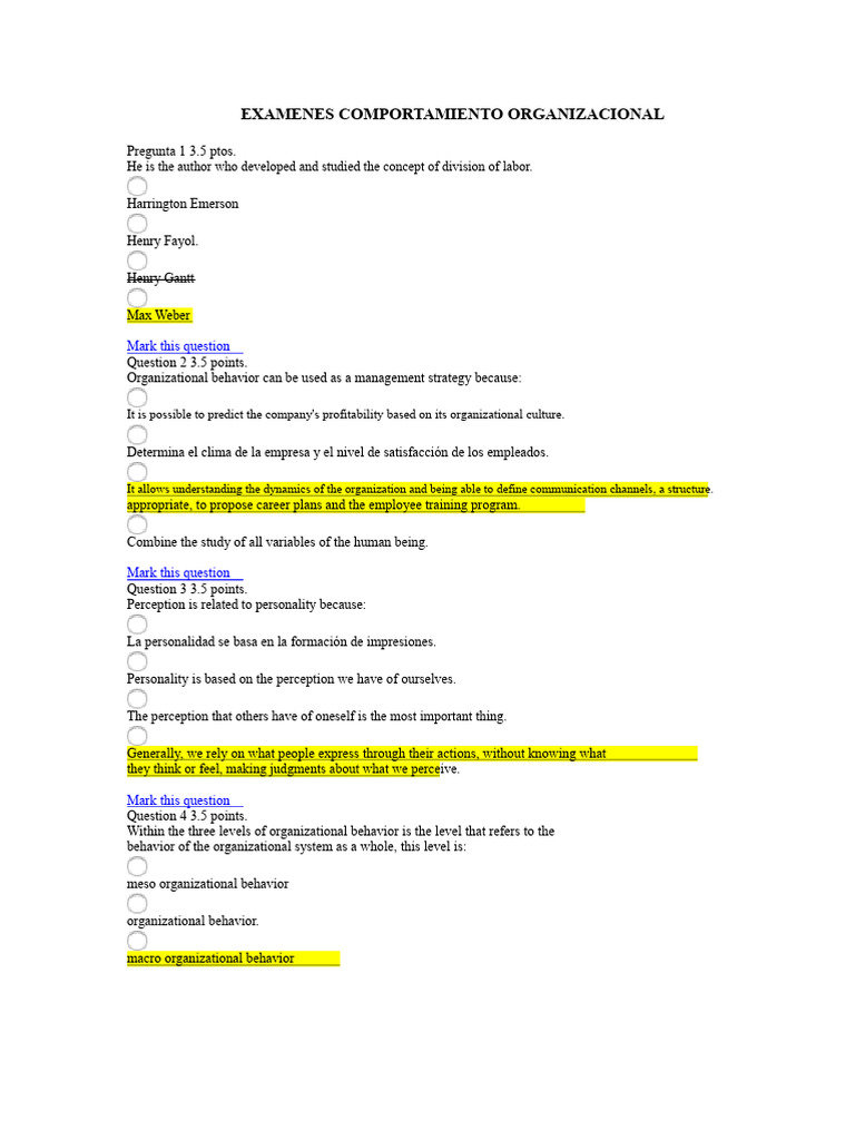 Organizational Behavior Exams | PDF | Motivational | Motivation