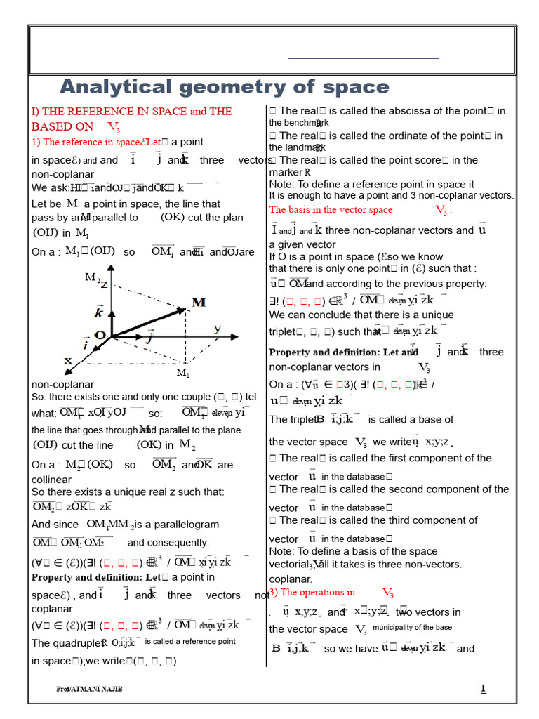 Analytical Geometry of Space: Course and Corrected Exercises | PDF | Mathematical Physics ...