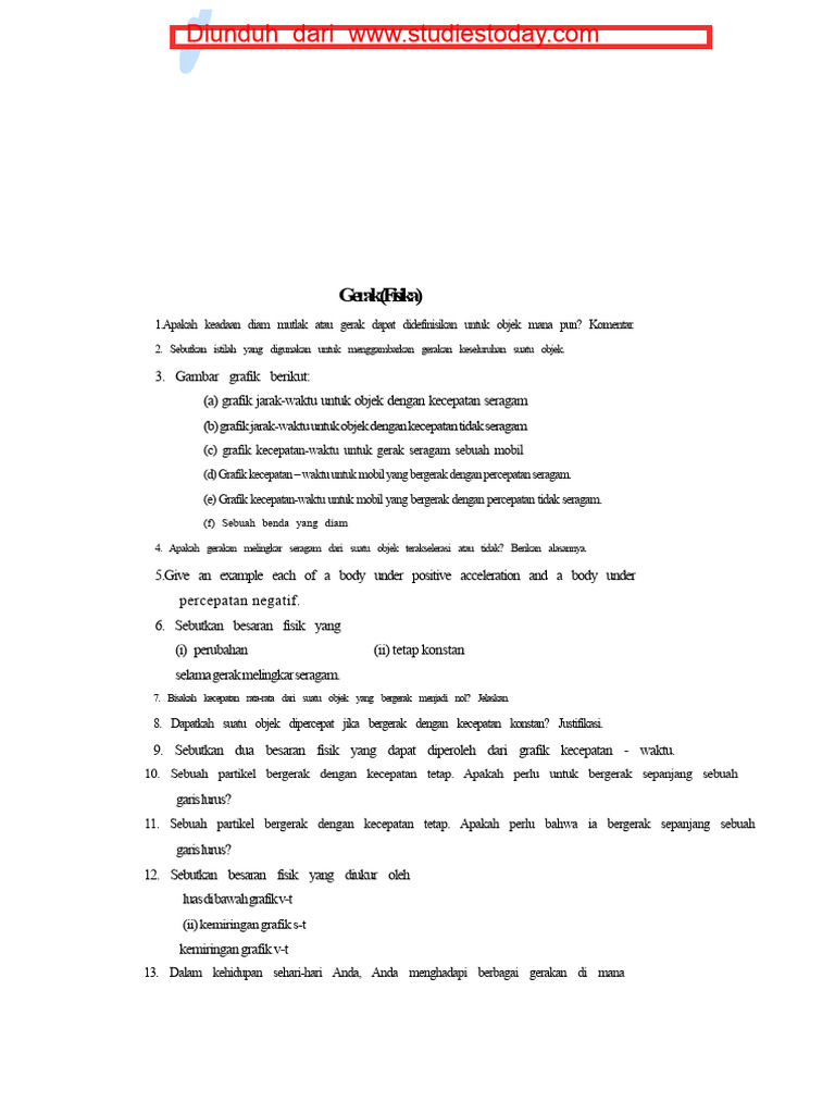 Gerak dan Grafik Fisika Dasar | PDF