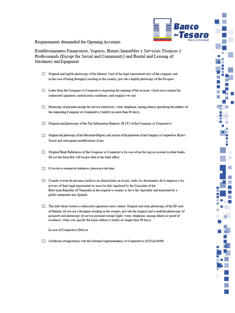 Account Opening Requirements Checklist | PDF
