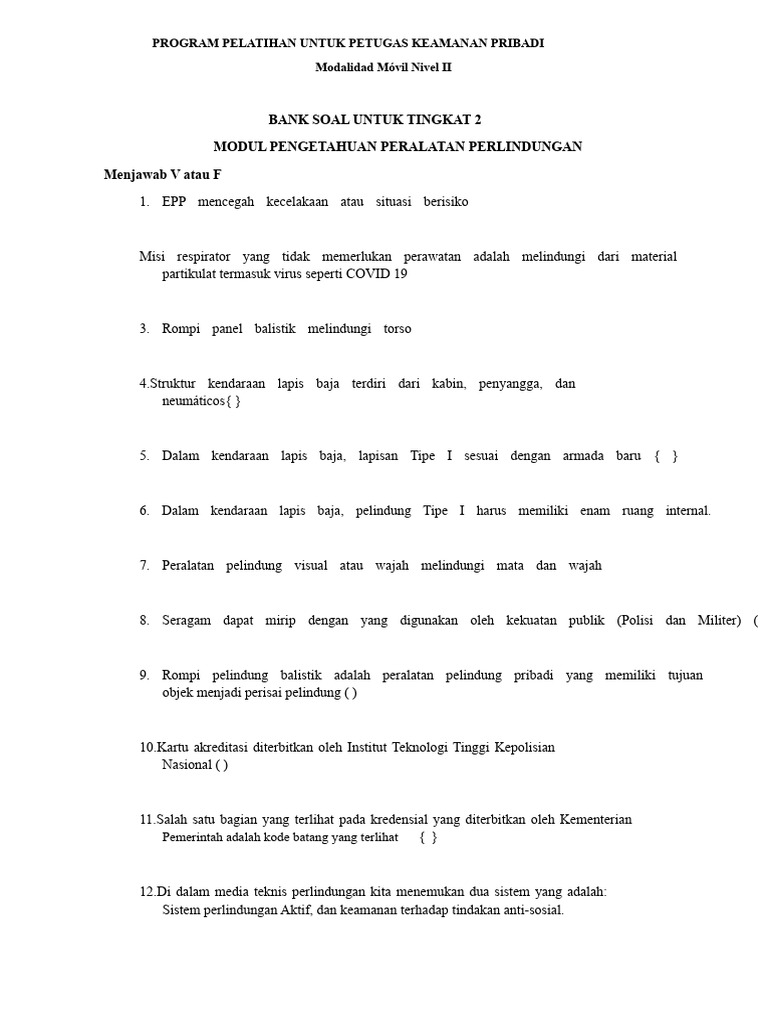 BANK SOAL PENGETAHUAN PERALATAN PROTEKSI .pdf | PDF