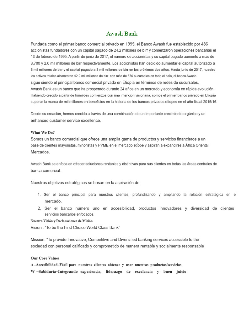 Banco Awash | PDF | Bancos | Etiopía