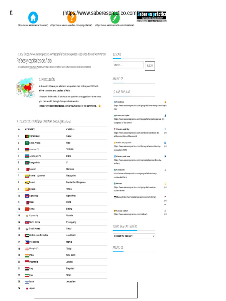 Countries and capitals of Asia _ Knowing is practical | PDF