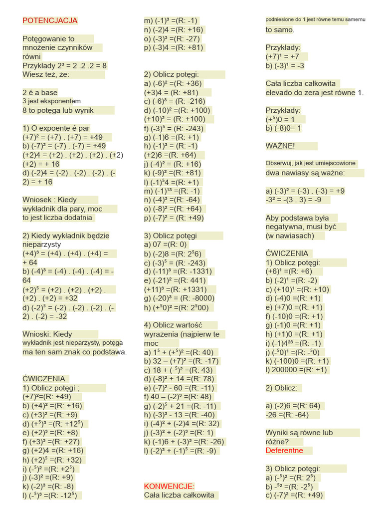 potęgi i pierwiastki | PDF