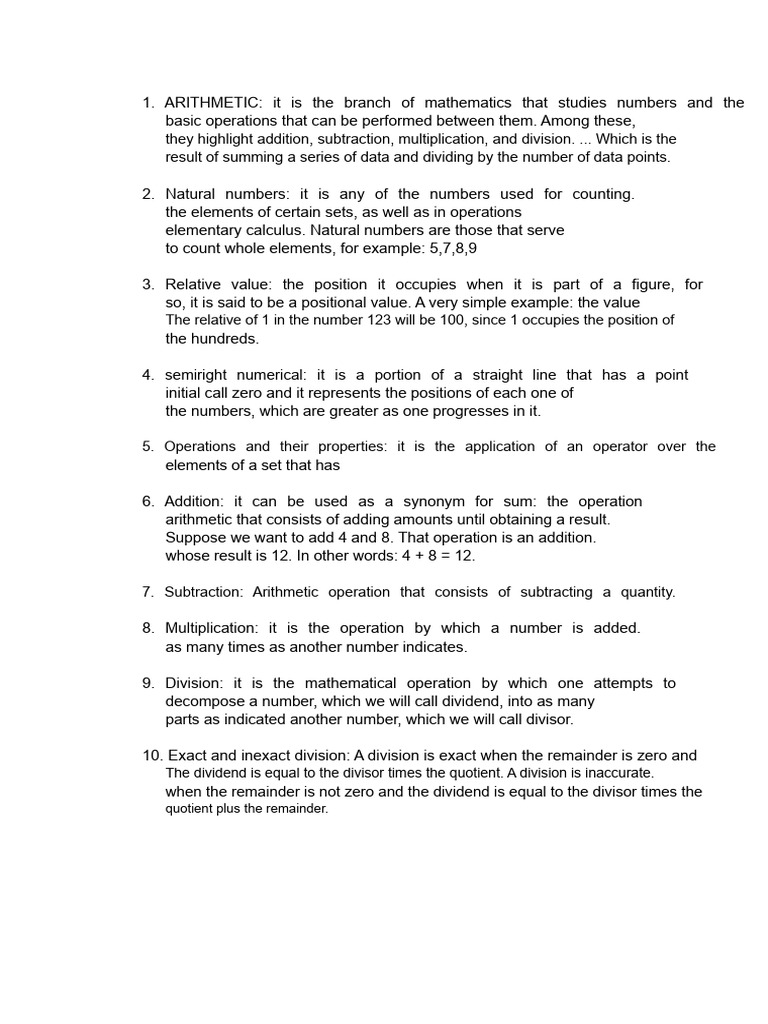 glossary of 4th grade mathematics | PDF | Division (Mathematics ...