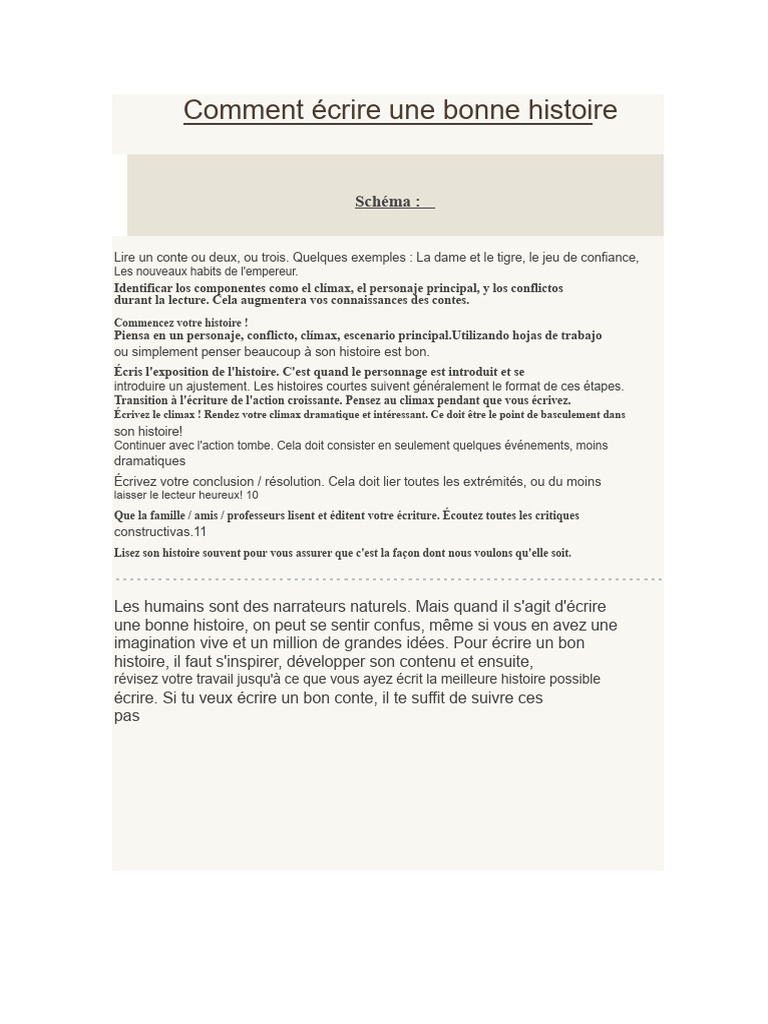 Guide pour écrire une bonne histoire | PDF