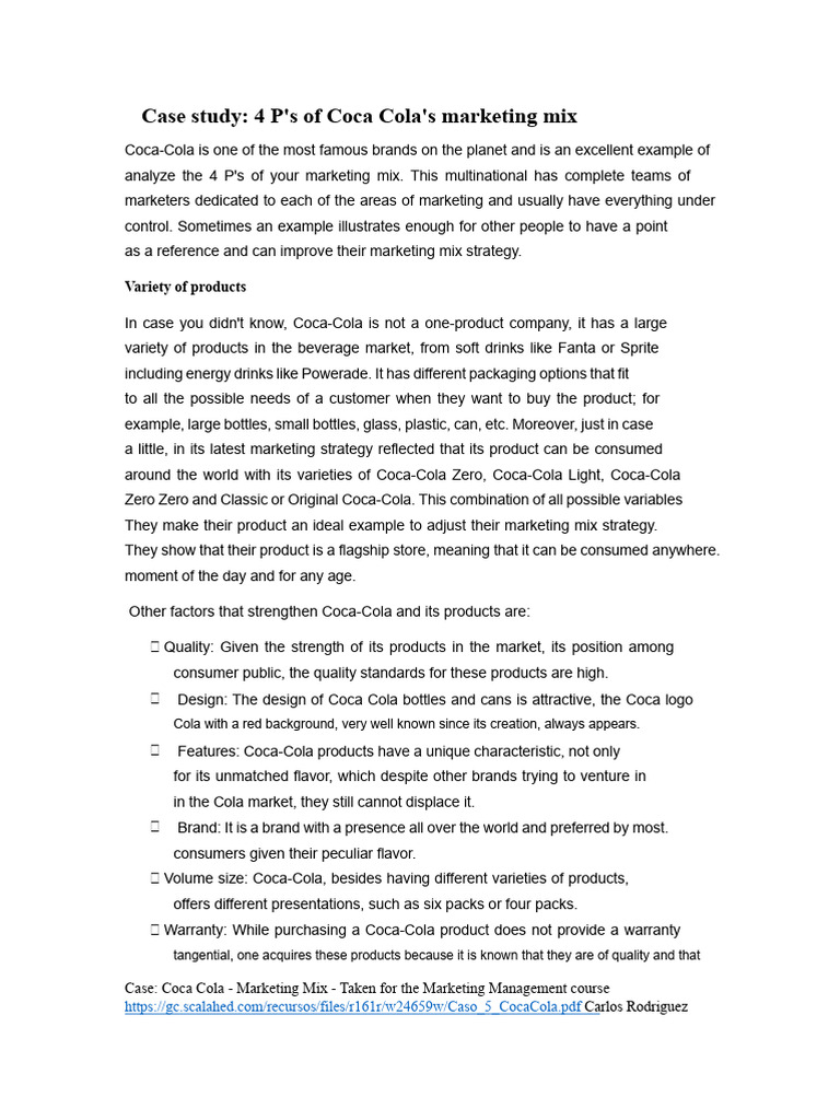 Coca-Cola's Marketing Mix Analysis | PDF | The Coca Cola Company | Coca ...