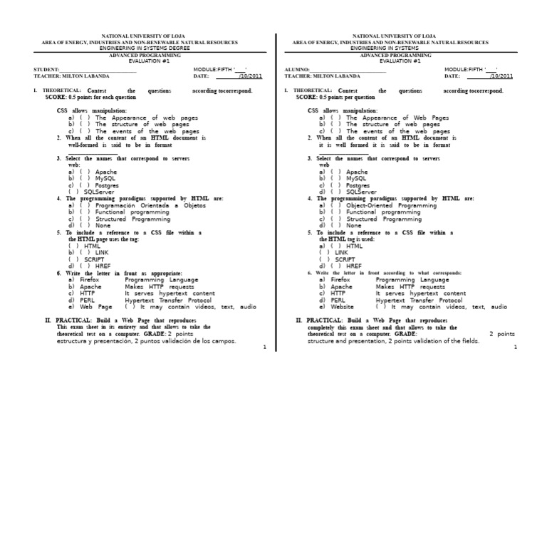 HTML Exam | PDF | World Wide Web | Internet & Web