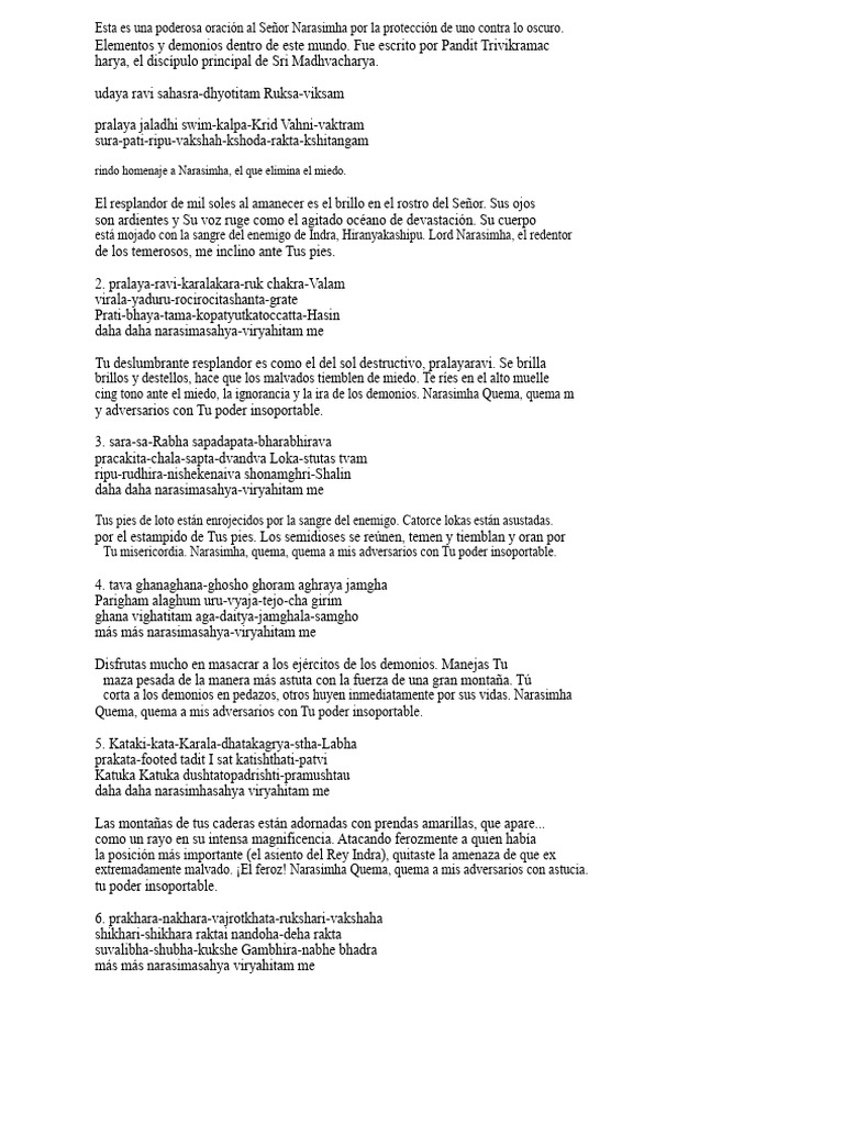 Stuti de Sri Narasimha | PDF | Dioses hindúes | Mitología hindú