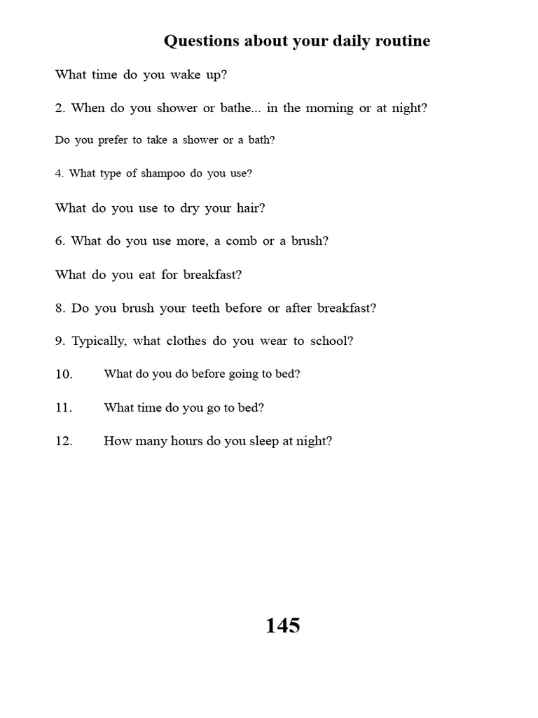 Daily Routine Questionnaire | PDF