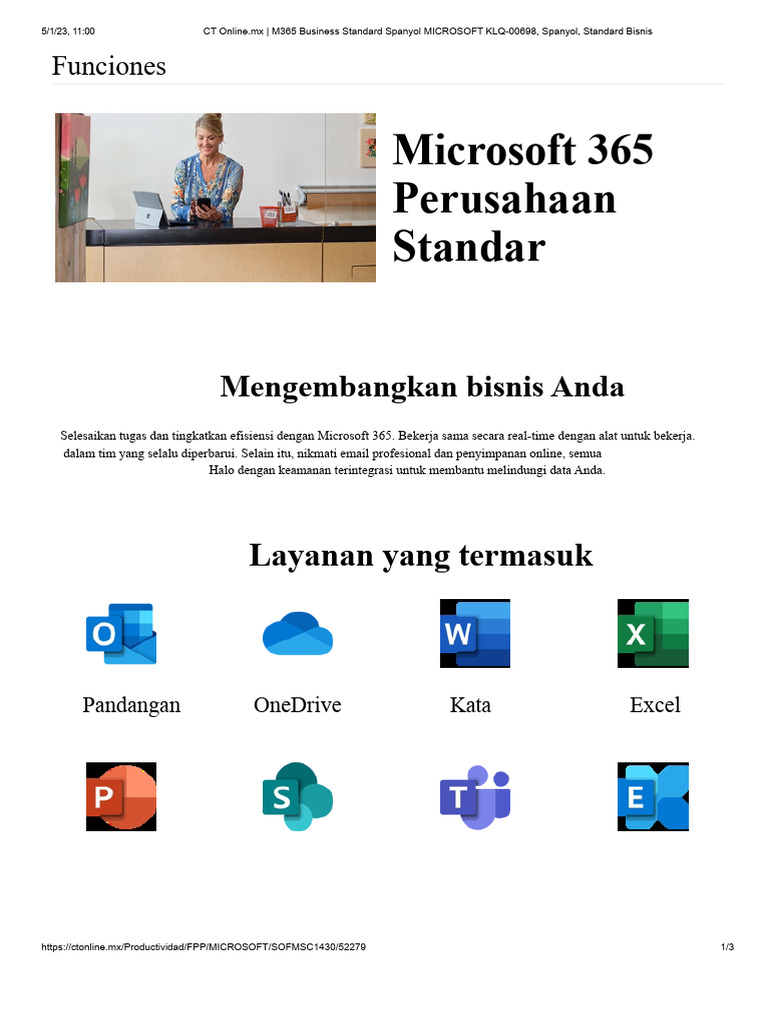 Spesifikasi M365 Business Standard Spanyol MICROSOFT | PDF