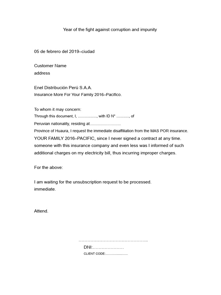 Request for Disaffiliation from Insurance | PDF
