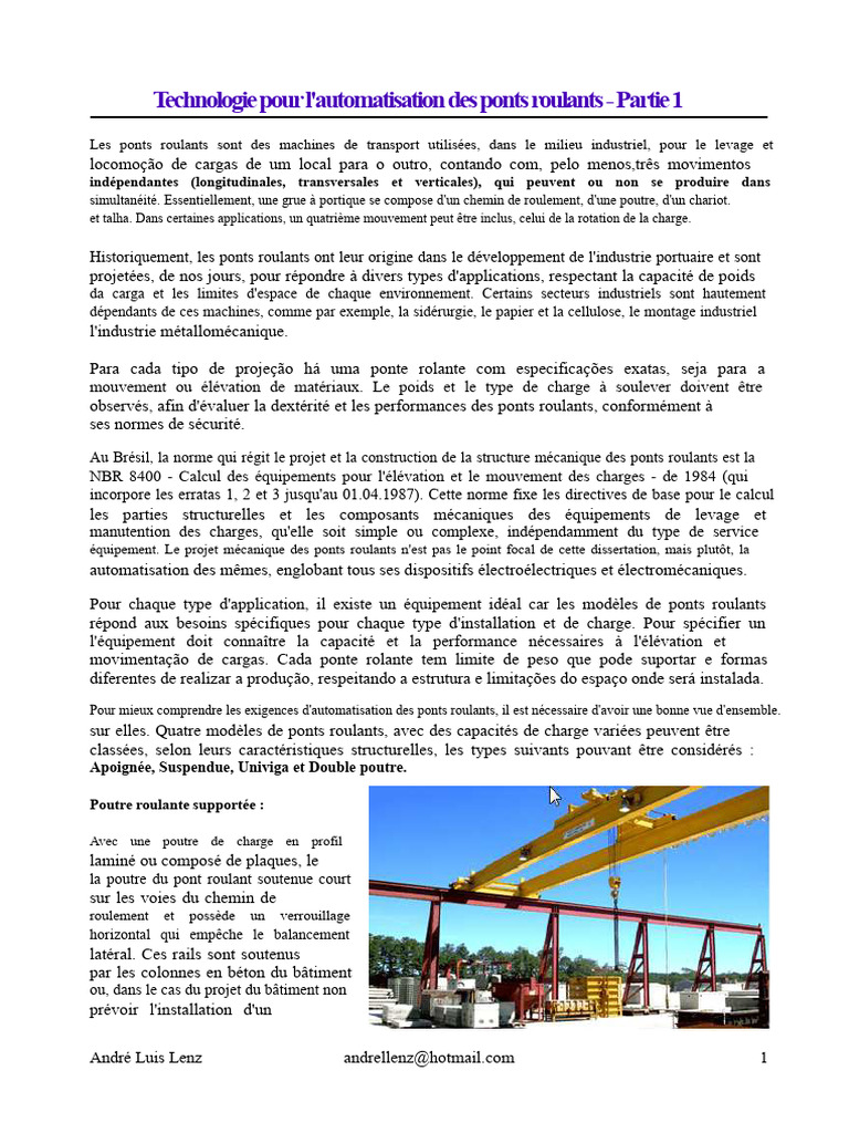 Guide des ponts roulants industriels | PDF | Pont | Moteur à vapeur