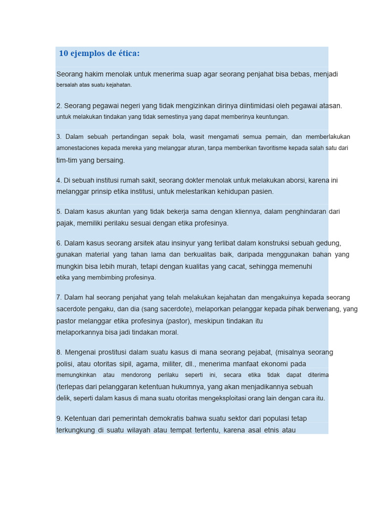10 Contoh Etika dan Moral dalam Kehidupan | PDF