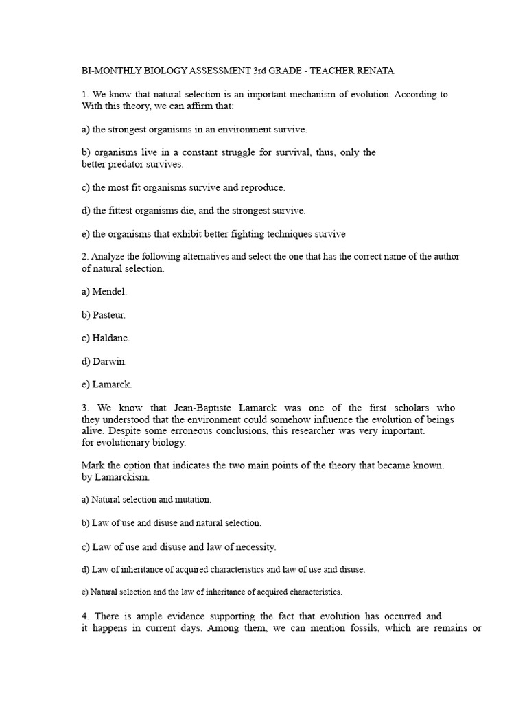BIMESTRAL BIOLOGY ASSESSMENT 3rd BIMESTER | PDF | Mitosis | Natural ...