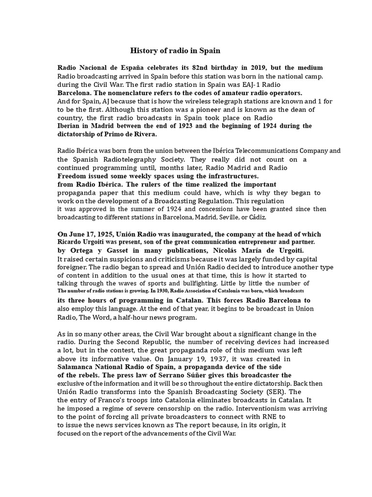 Evolution of Radio Broadcasting in Spain | PDF | Spain | Spanish Civil War