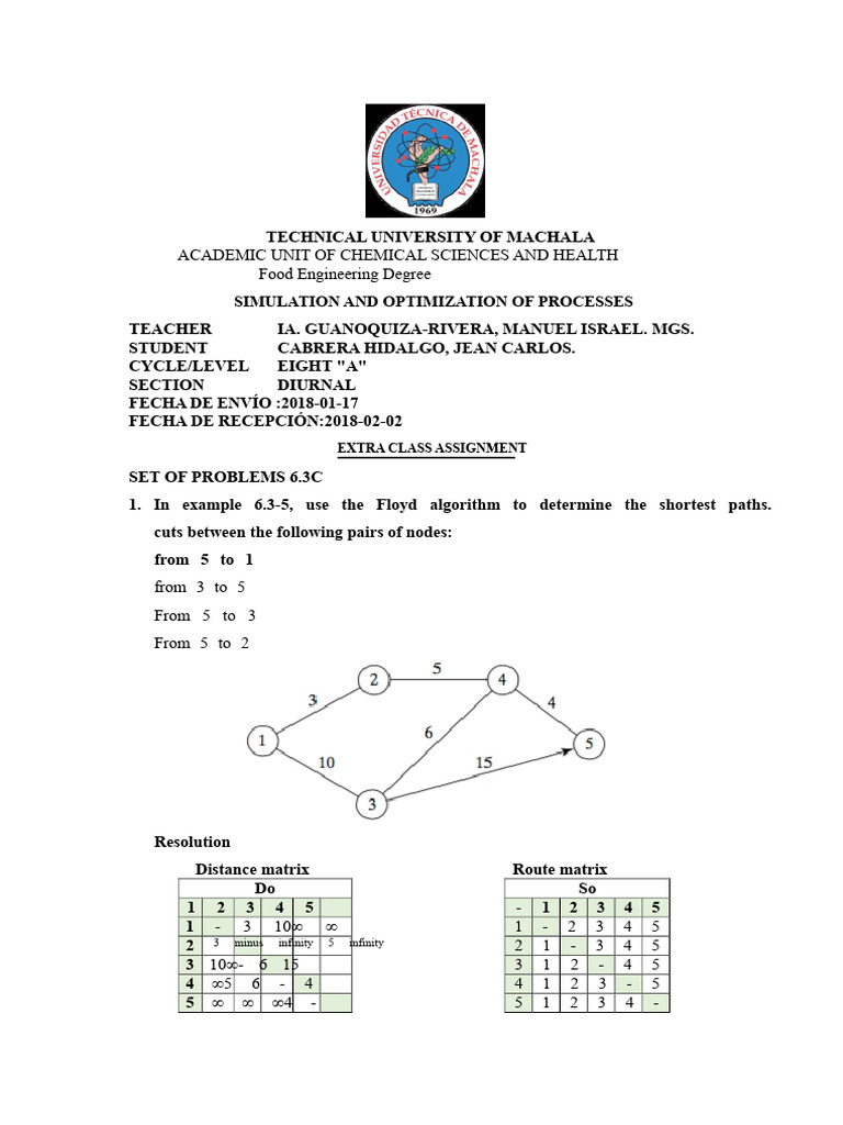 Floyd's Algorithm. Exercises | PDF | Mathematics | Mathematical Relations