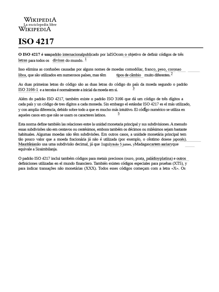 Códigos de Moeda - ISO 4217 | PDF | Moeda | Padronização