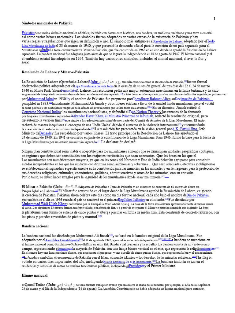 Símbolos Nacionales de Pakistán | PDF