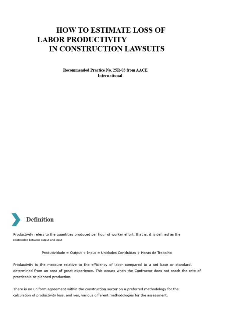 25R-03 - How To Estimate Labor Productivity Loss in Construction Claims ...