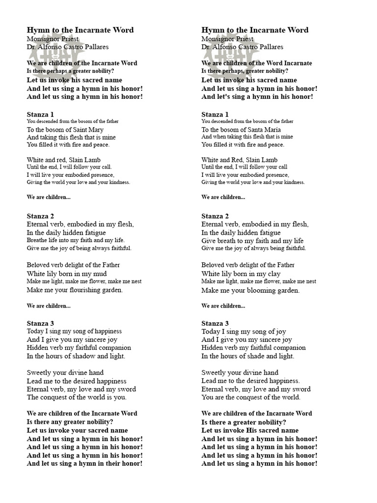 Hymn to the Incarnate Word | PDF | Incarnation (Christianity) | Mary ...