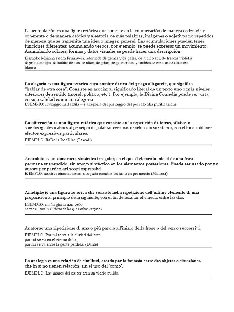 Figuras Retóricas: Definición y Ejemplos | PDF | Metáfora | Retórica